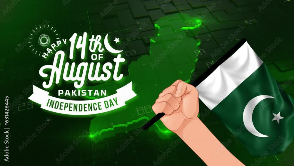 Happy 14th of August Pakistan Independence Day Animation with Hand ...