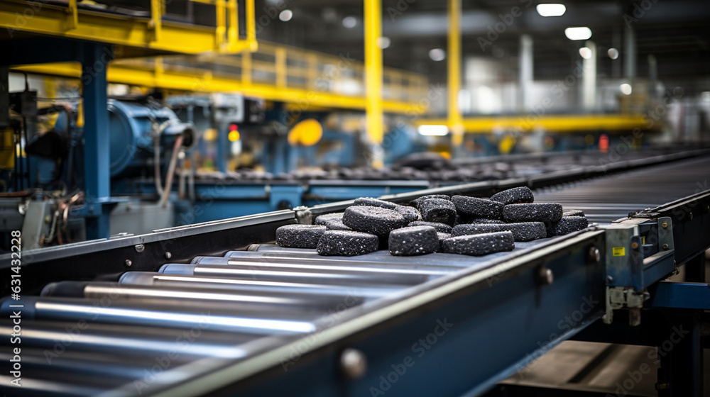 Conveyor Belt Transporting Raw Materials in a Processing Plant Stock ...