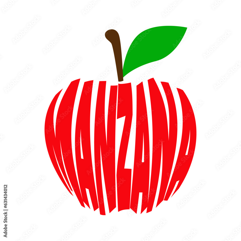 Logo con letras palabra manzana en español con texto manuscrito con ...