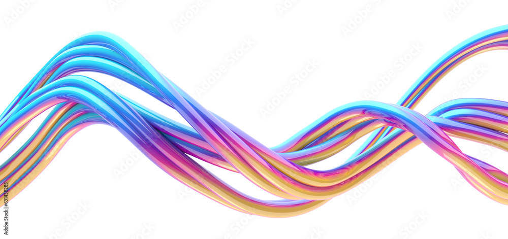 Colorful curved lines, 3d render Stock Illustration | Adobe Stock