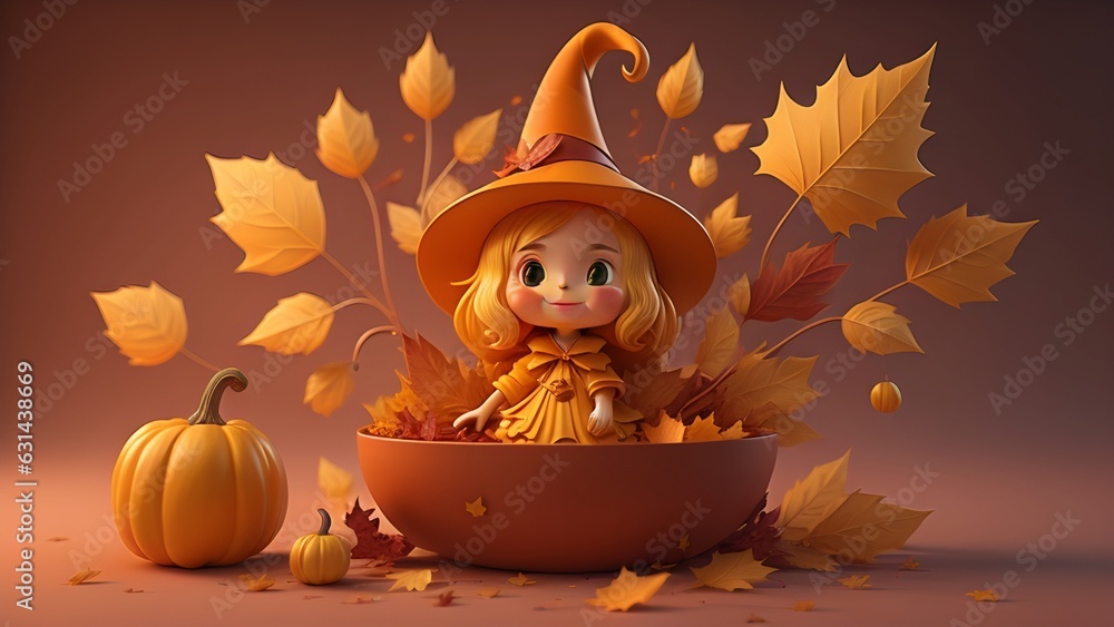 Beautiful 3D Fall October Aesthetic Wallpaper Stock Illustration ...