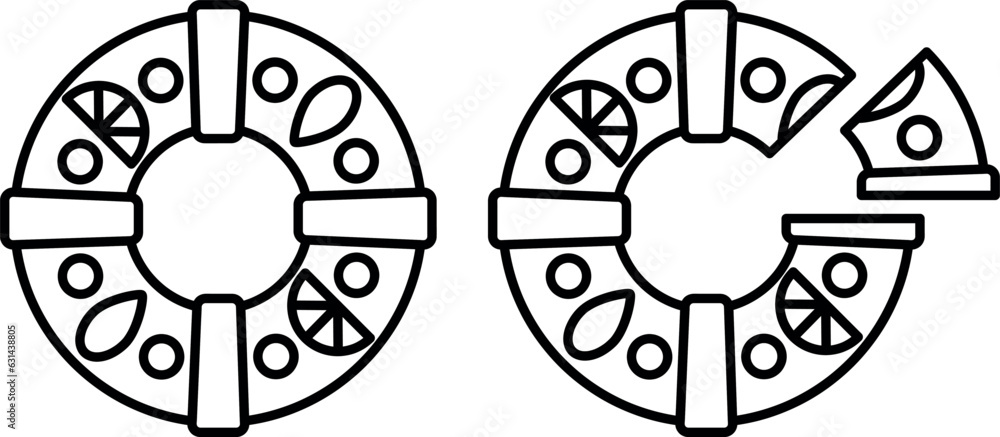 Christmas king cake vetor icon from above. Coloring page for kids from ...