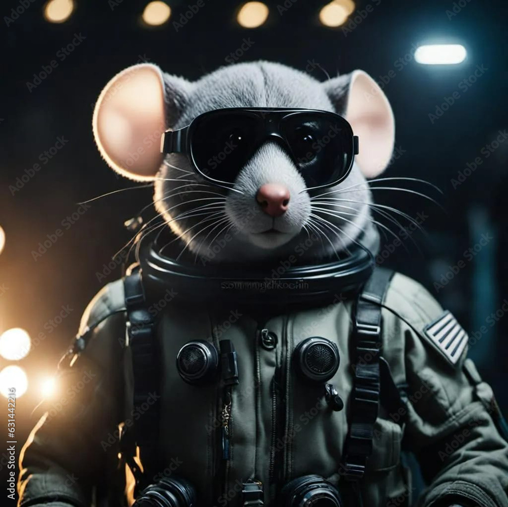 Rat, wearing a space suit, wearing dark glasses Stock Photo | Adobe Stock