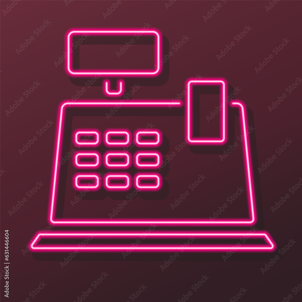 cash register neon sign, modern glowing banner design, colorful modern ...