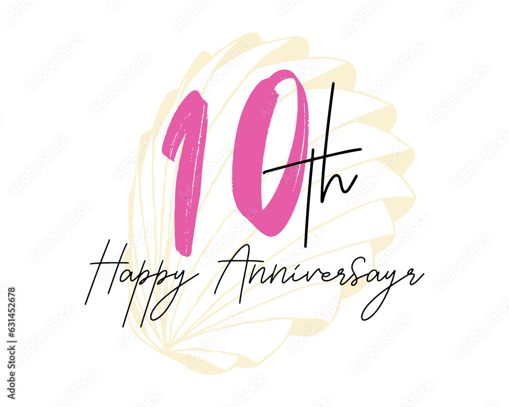 Happy tenth Anniversary writing with heart background, colorful ...