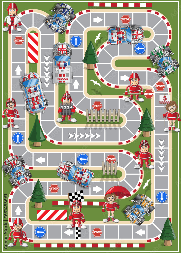 Race track. Board game. Vector illustration. Stock Vector | Adobe Stock