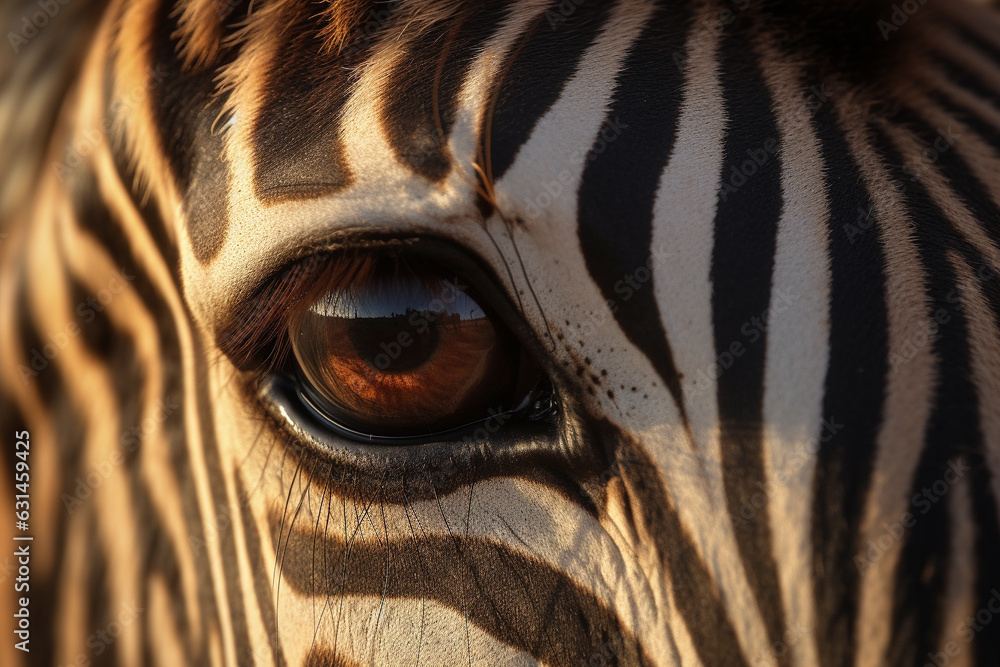 Witness the intricate beauty of a zebra eye up close, showcasing a ...