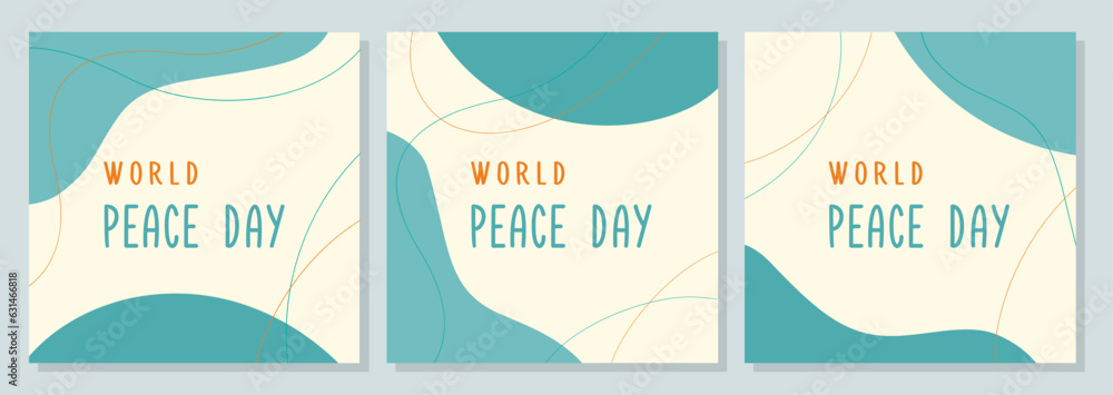Set posters of World Peace Day , brochure, flyer templates. Eco organic ...