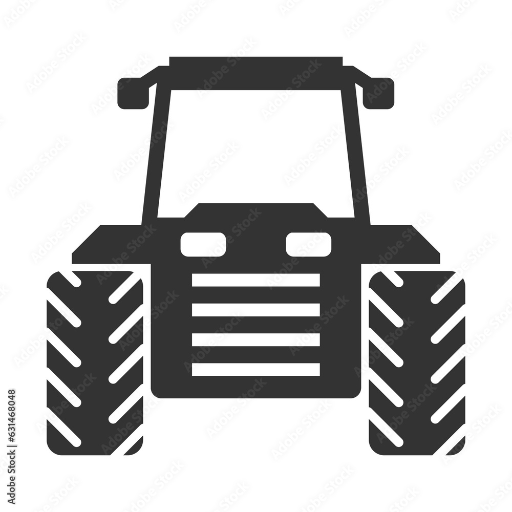 Vector illustration of tractor icon in dark color and transparent ...