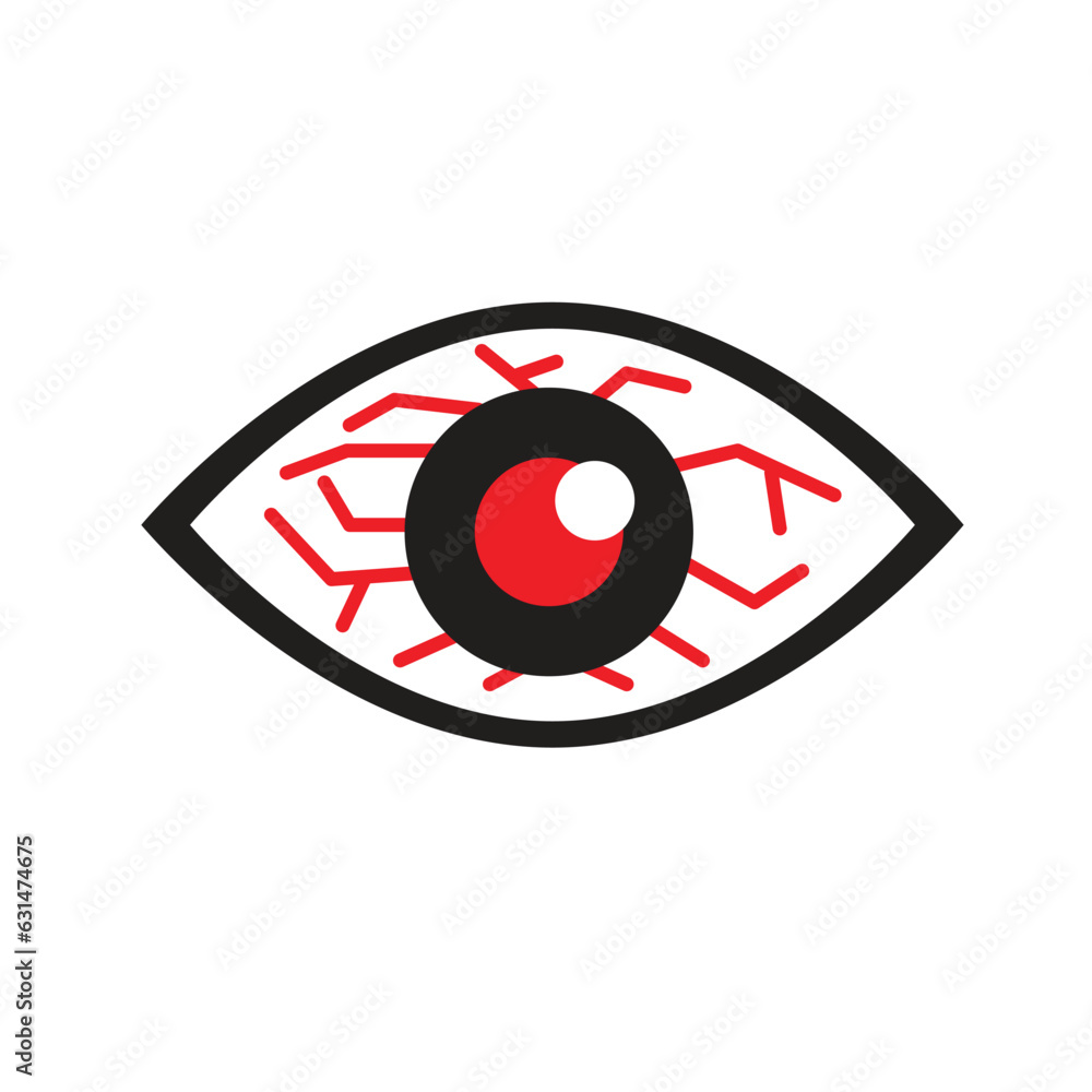 Red Eye flu infection icon, eye disease icon vector symbol, Redness of ...