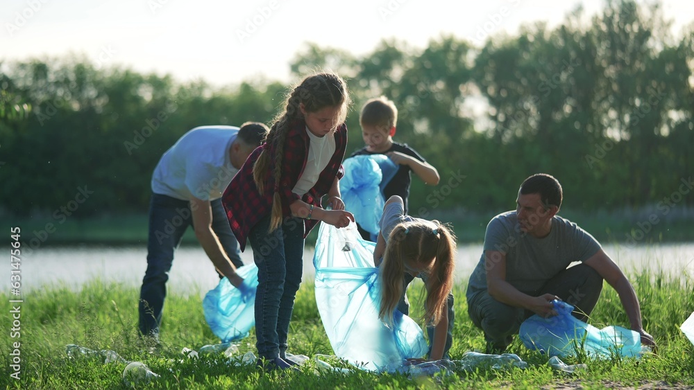 saving nature garbage collection. a group of volunteers save ...