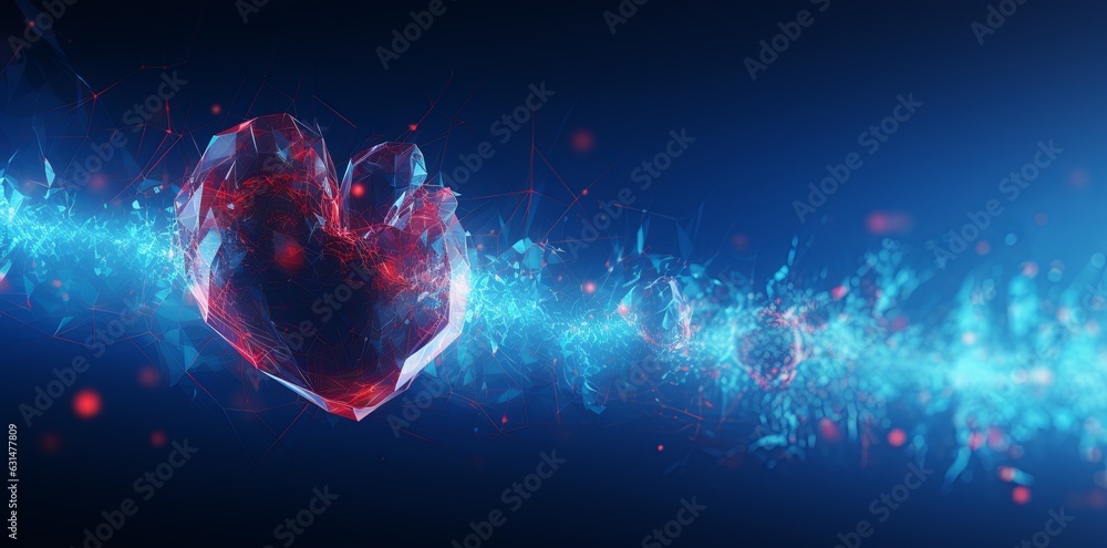 Abstract heart and digital cardiogram curve as a symbol of ...
