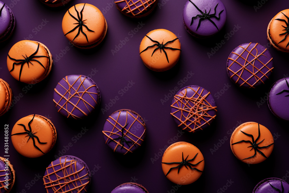 Halloween macarons: delicious macarons pattern in orange color and ...