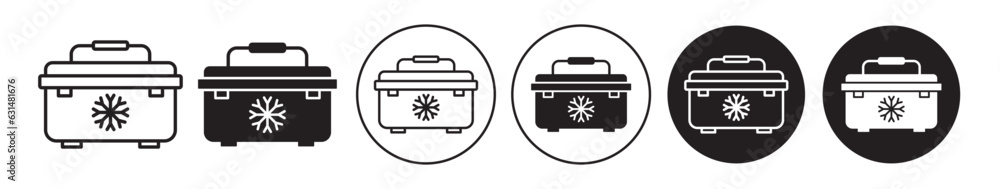 Portable fridge box icon set. mini camping portable fridge vector ...