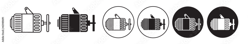 Car alternator icon set. automotive car dc engine starter motor ...