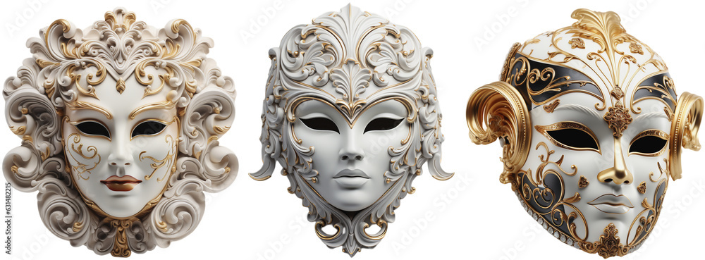 Three white masks that were used in earlier times to put on during the ...