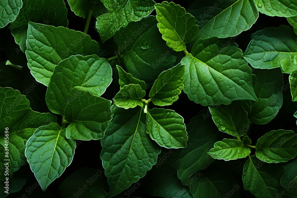Beautiful nature background, detailed leaf texture in greenery top view ...