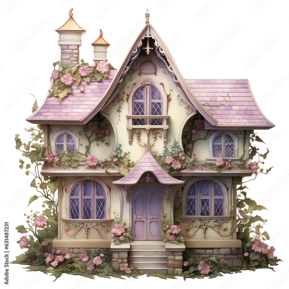 Vintage Fairy House Illustration, Fantasy House Clipart Watercolor ...