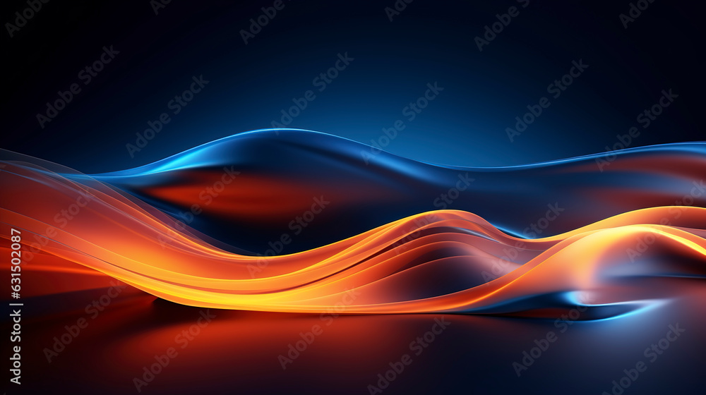 Dark blue digital background and lava wave liquid shape in middle ...