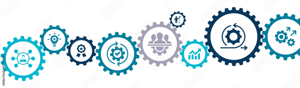 Vetor de Agile management banner vector illustration concept with the ...