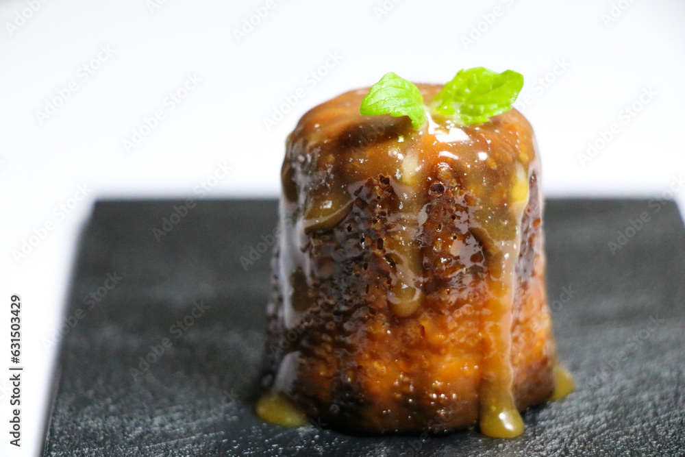 luxury chef signature western fine dining cuisine art baked canele cake ...