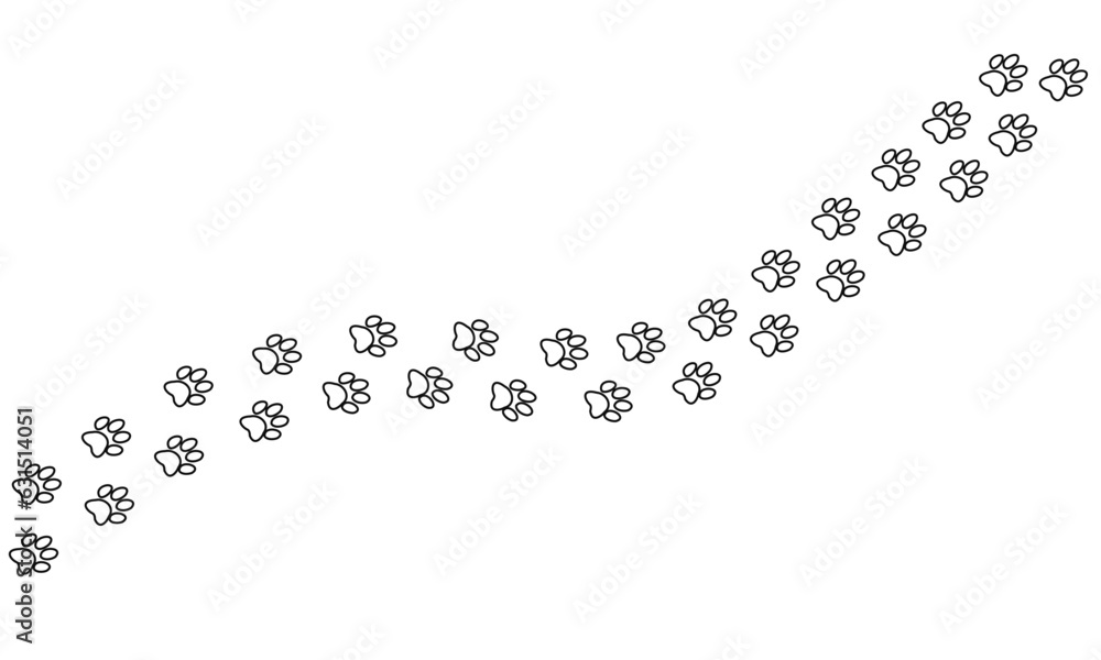 cat footprints on white background. line art vector Stock Vector ...