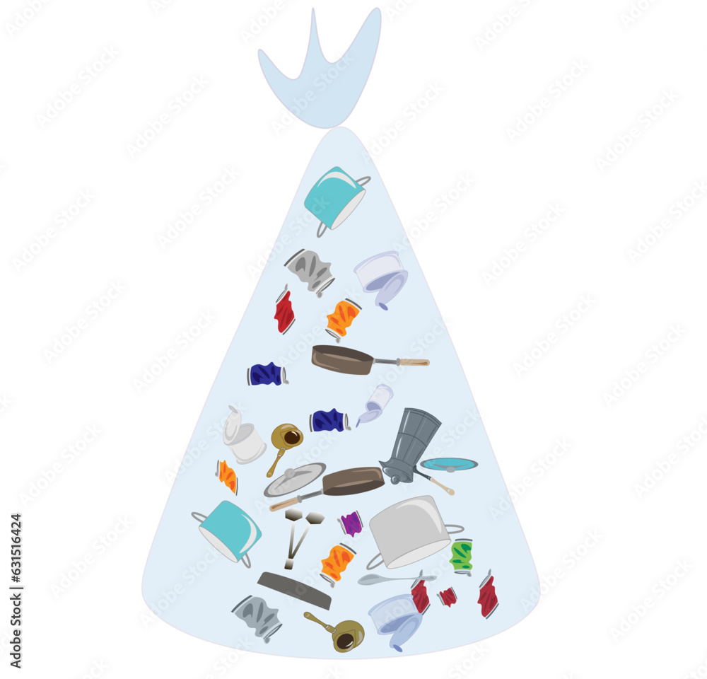 Waste segregation. Sorting garbage by material and type in colored ...