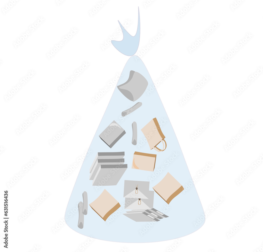 Waste segregation. Sorting garbage by material and type in colored ...