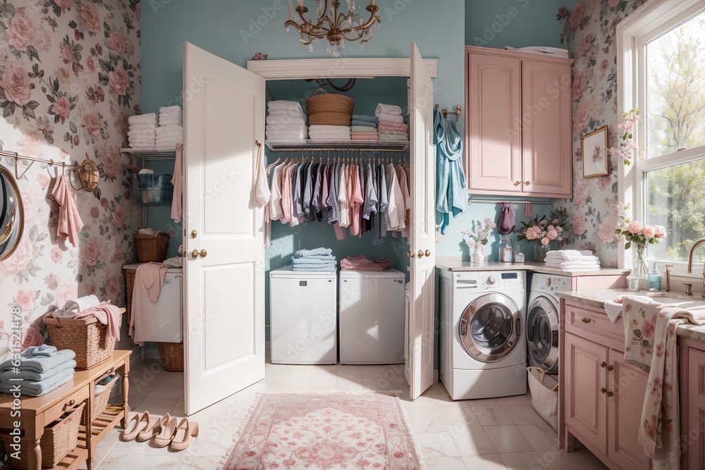 luxurious laundry room with elegant furniture and tasteful decor ...