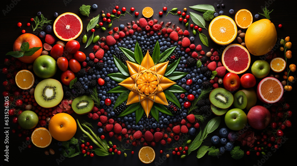 Mandala of Abundance: Filled with Fruits, Flowers, and Symbols of ...