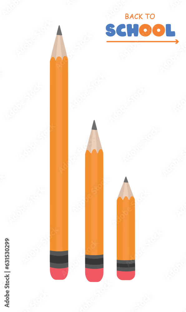Pencil vector set. School supplies vector illustration. Back to school ...