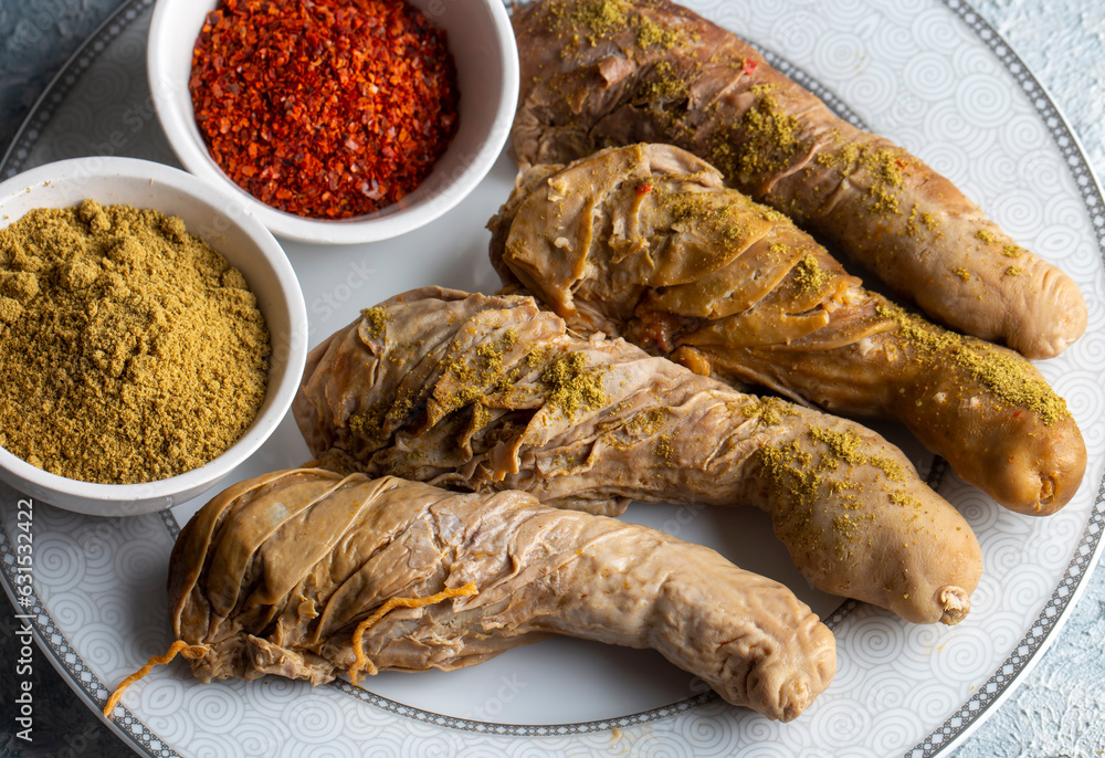 Turkish Traditional Food Rice Stuffed Intestines Tripe Sirdan Dolma ...