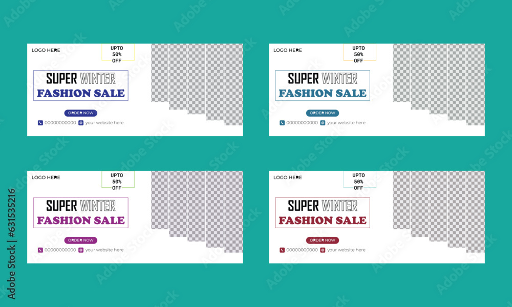 Professional business web ad banner template with photo place modern ...