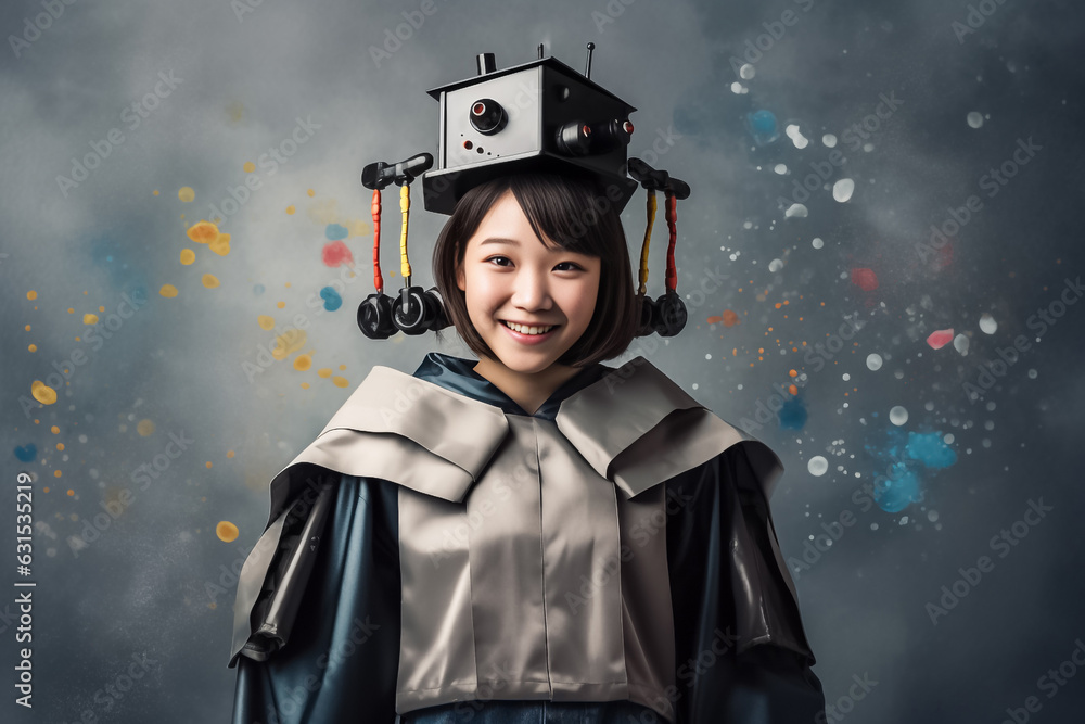 Imagination of the Young happy teenager girl university graduate in ...