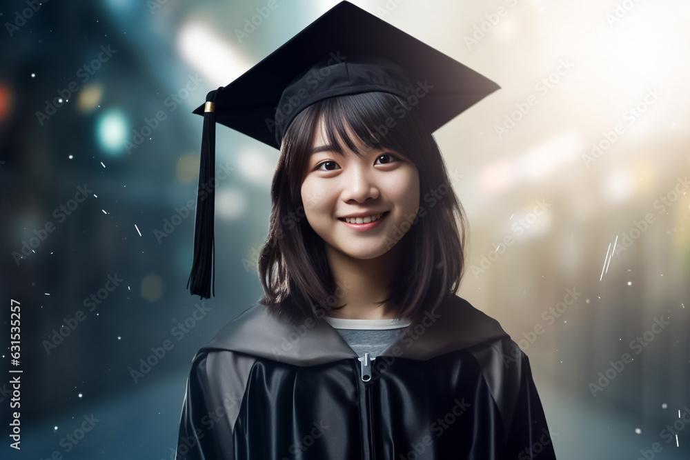 Imagination of the Young happy teenager girl university graduate in ...