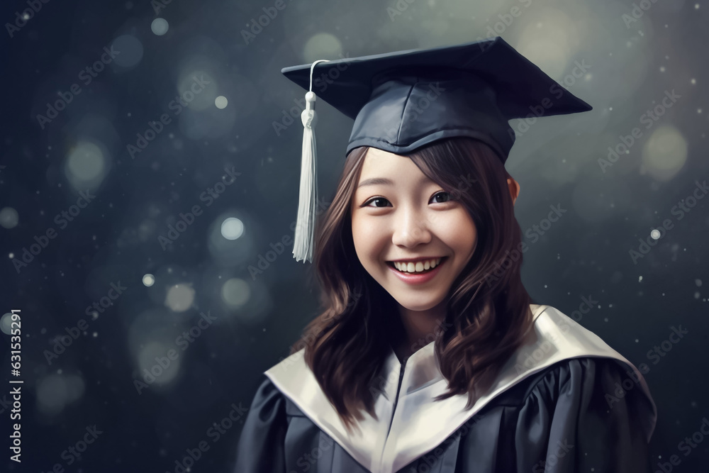 Imagination of the Young happy teenager girl university graduate in ...