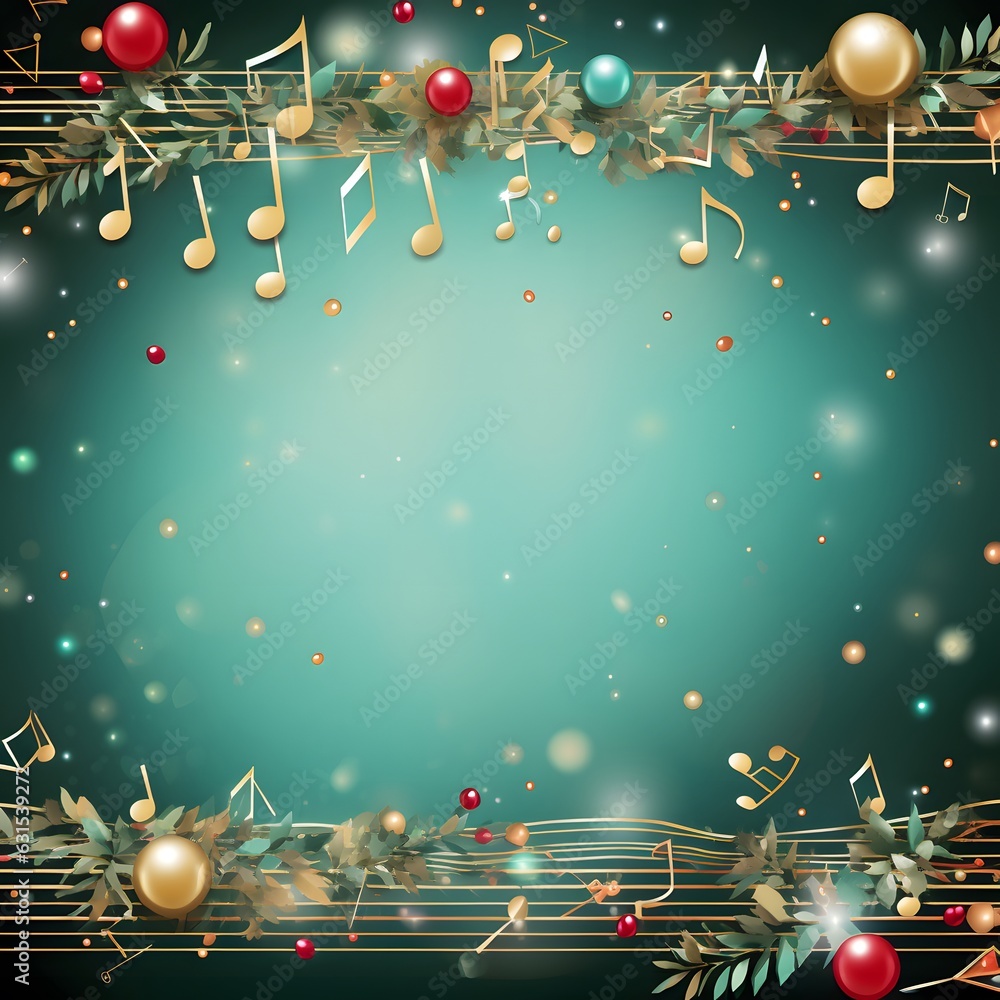 Christmas green background, greeting card with festive decorations and ...