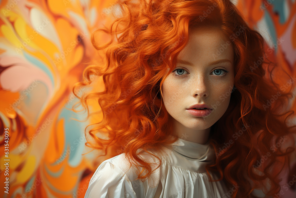 Generative ai studio portrait of albino and ginger beautiful woman on ...