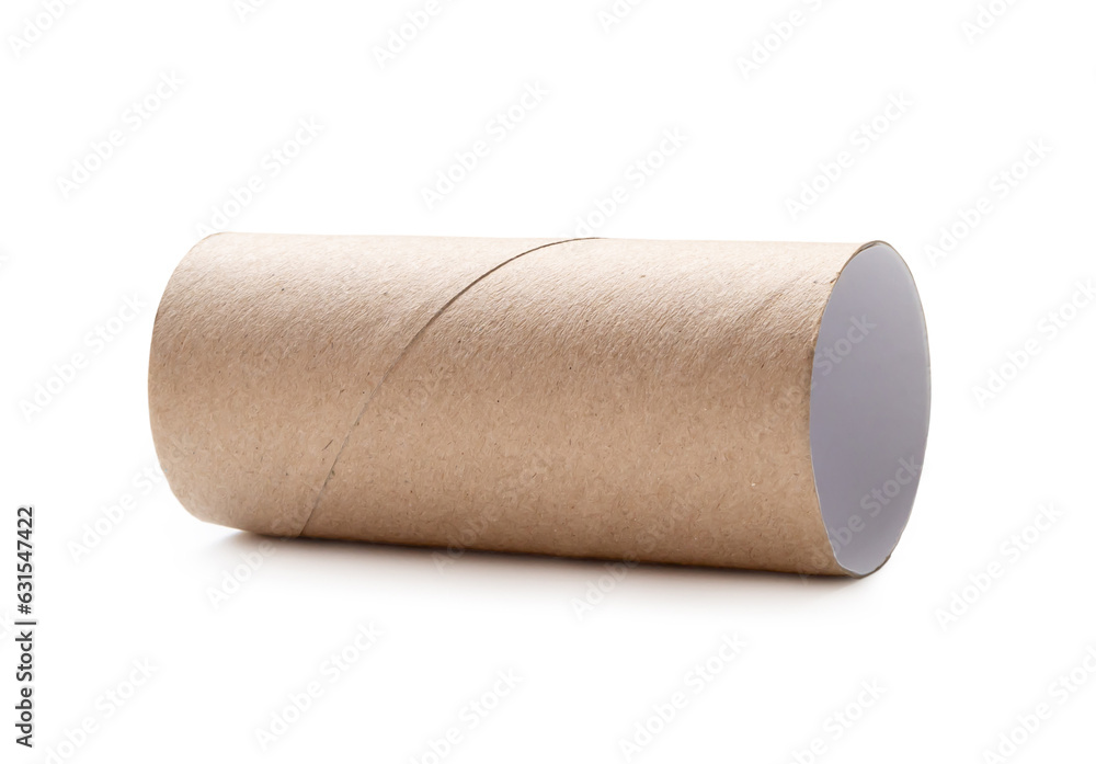 single lying tissue paper roll core isolated on white background with ...