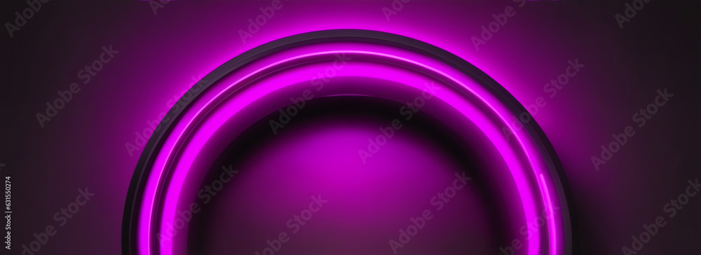 Glowing pink neon circle light effect on plain black background from ...