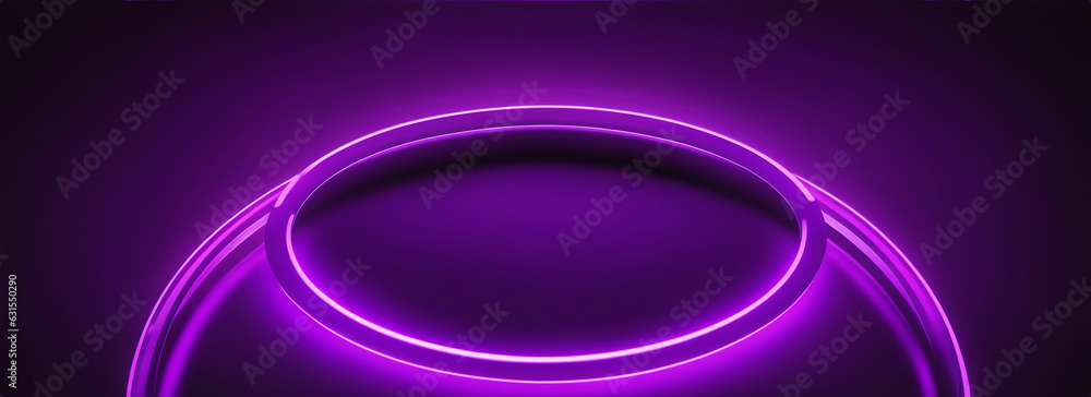 Glowing purple neon circle light effect on plain black background from ...