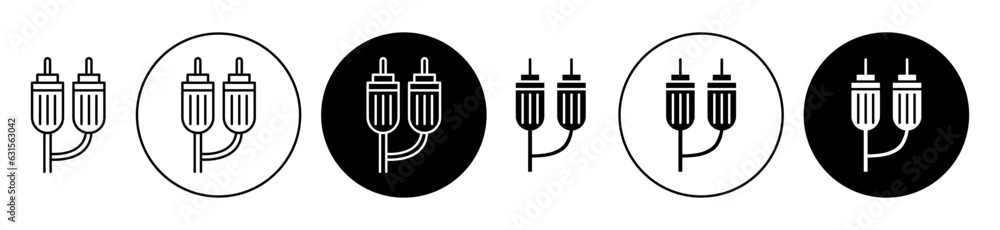 RCA cable vector icon set. tv input port av cable vector line symbol ...