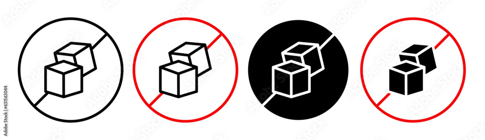 Sugar free vector icon set in black and red color. No added sugar ...