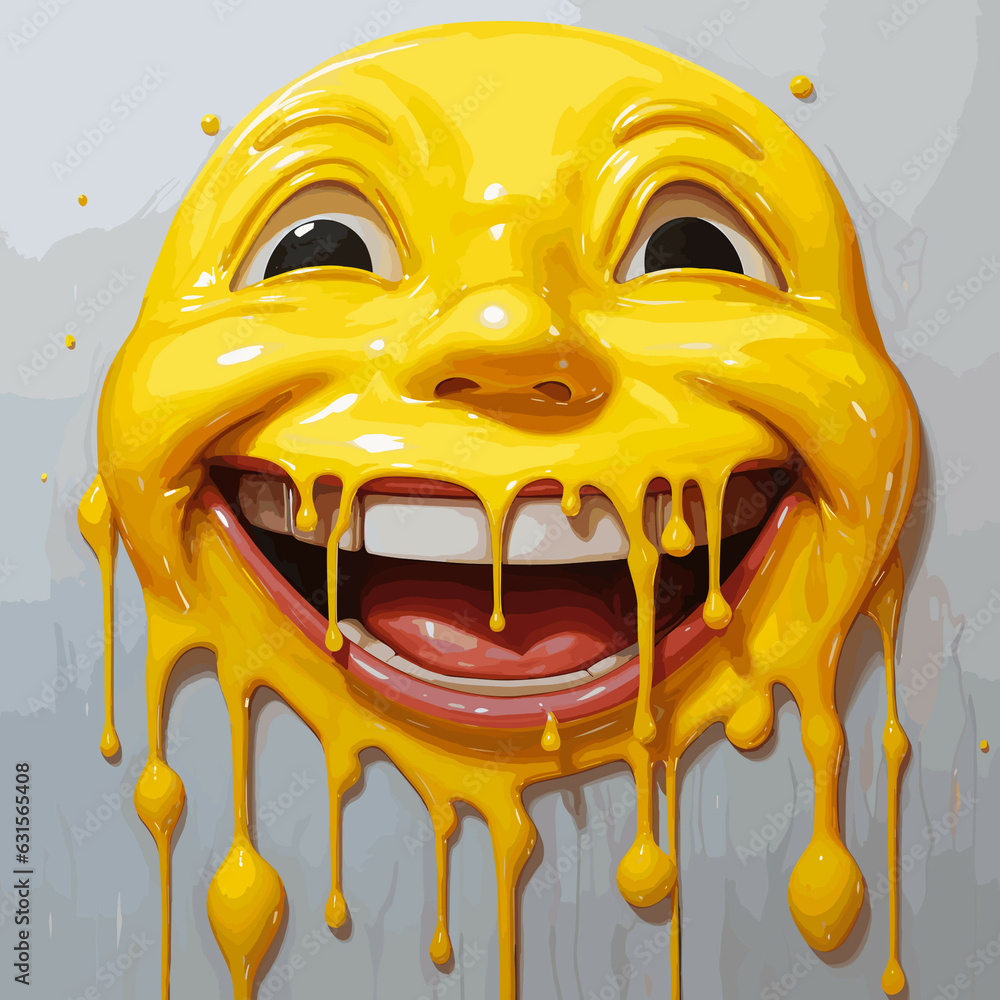 Zerlaufender Smiley, Emoji, Gesichtsausdruck, Verzerrung, Schmelzen ...