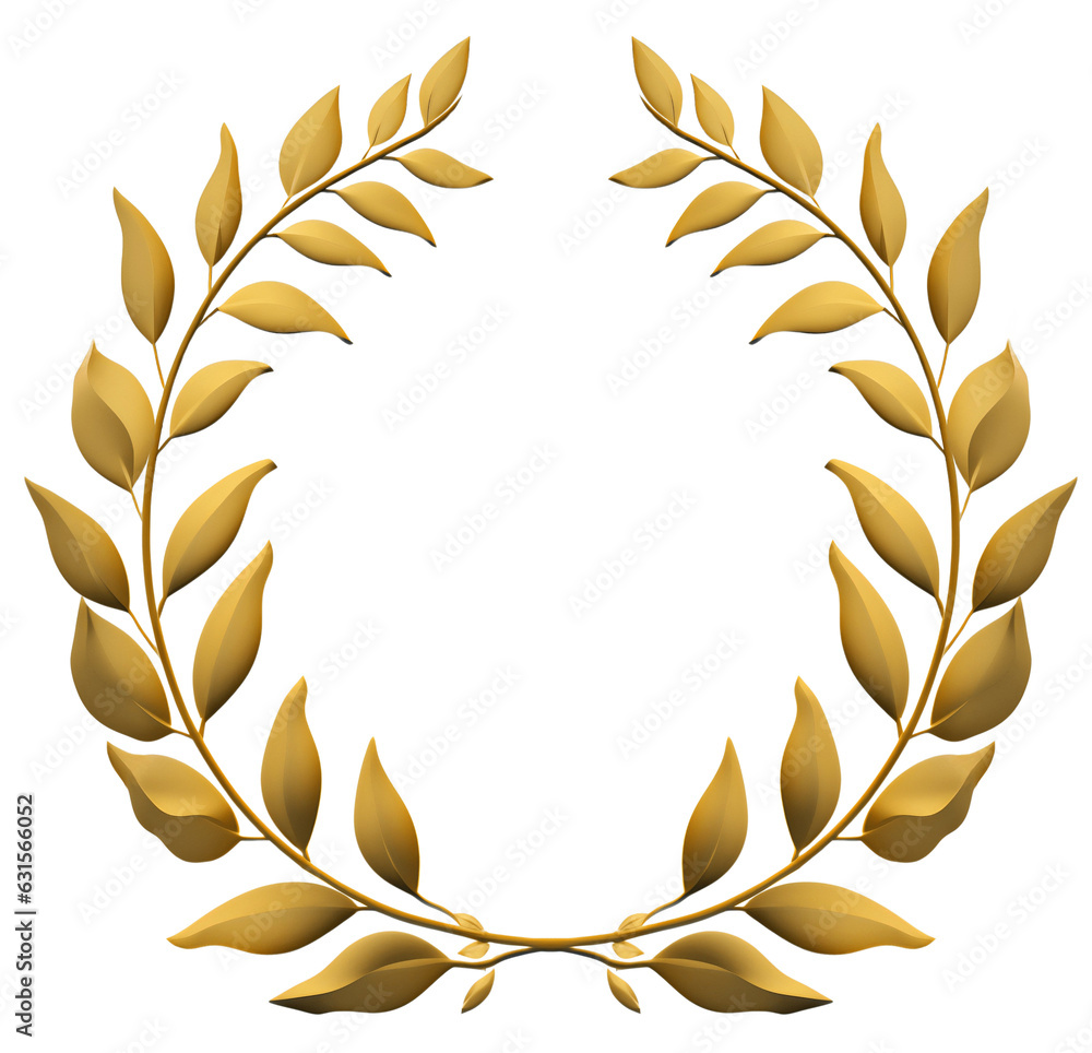 Golden laurel branches in a semicircle. Laurel wreath. Isolated on a ...