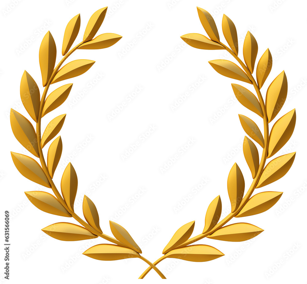 Gold / yellow laurel branches in a semicircle / arc. Laurel wreath ...