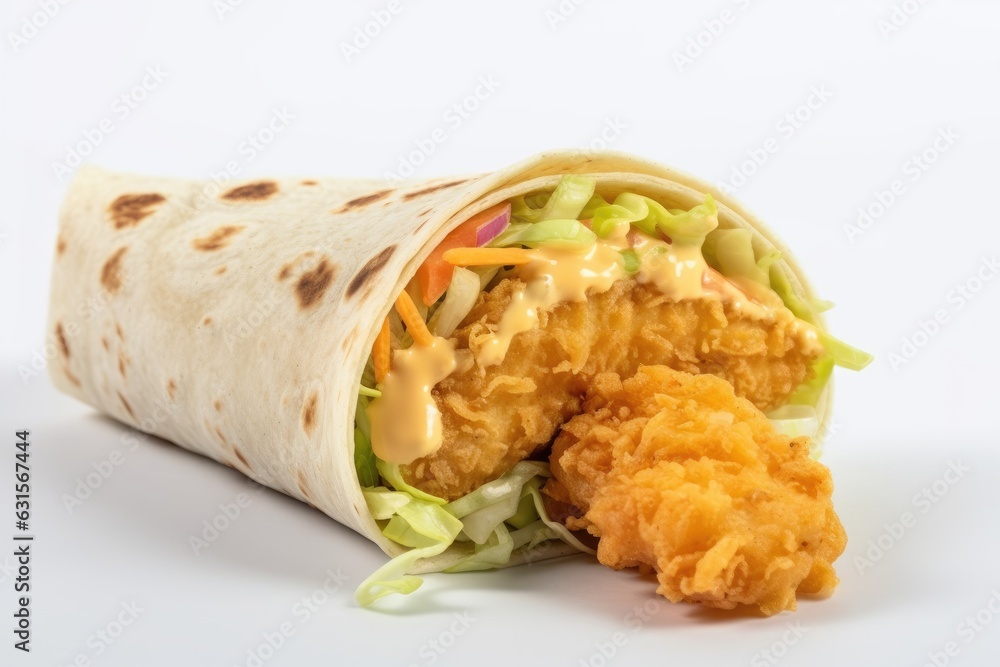 crispy chicken shawarma | chicken wrap with salad | fried chicken wrap Stock Photo | Adobe Stock