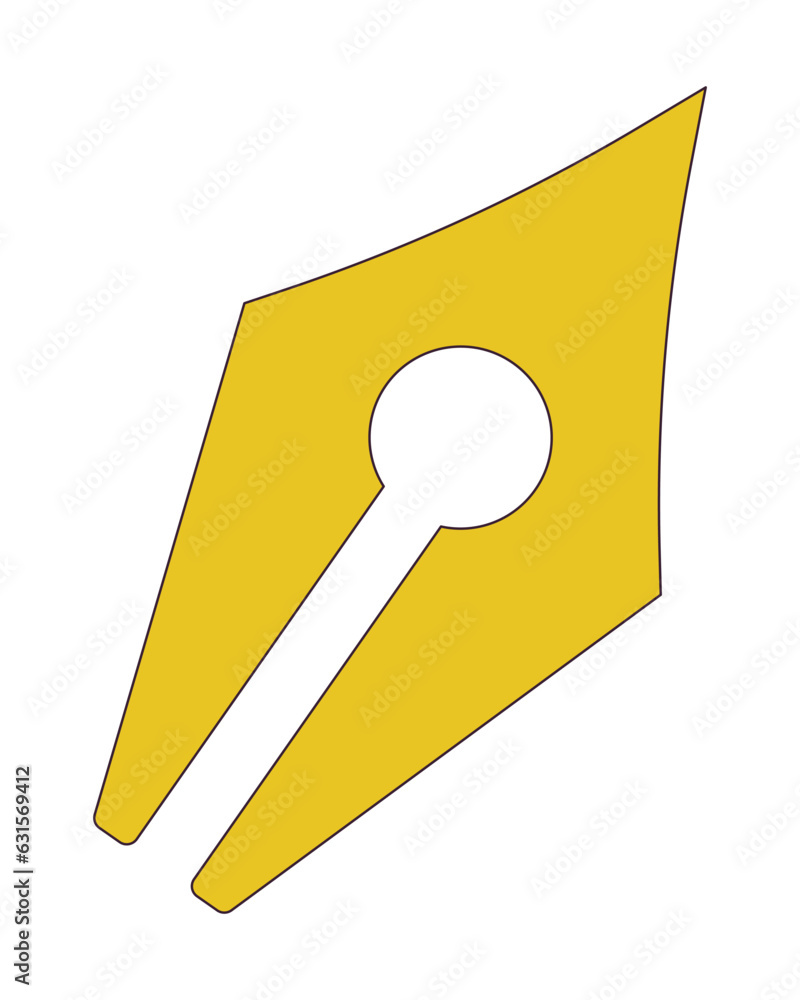 Fountain pen flat line color isolated vector object. Pen tool for ...