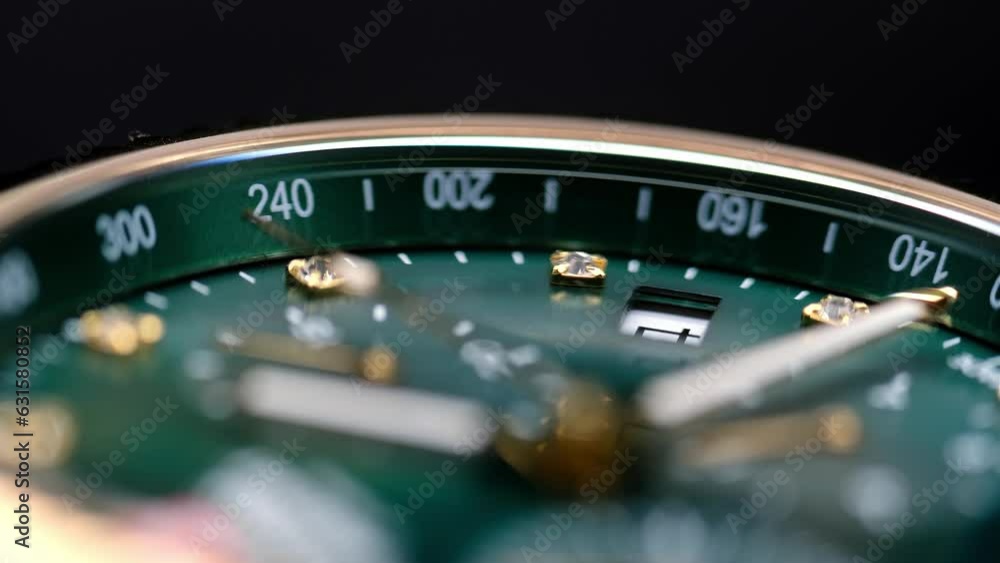 Close Up Of Stylish Luxury Man Wrist Watch With Moving Hand And ...