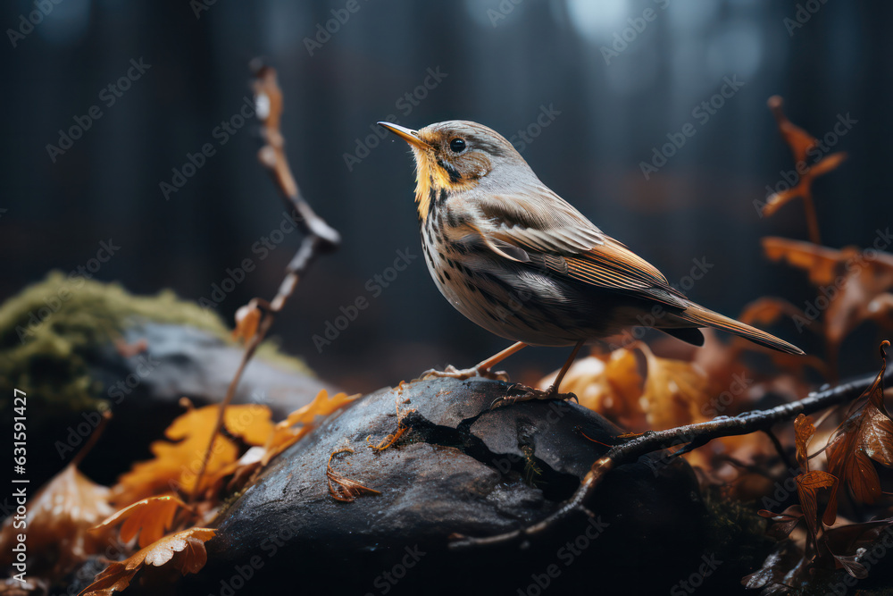 A colorful bird poised for action, its sharp beak and focused gaze ...